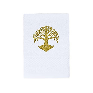 VoYa - Luxury Embroidered Turkish Cotton - 13” × 13” SWashcloth for Bathroom, Kitchen, Hotel, Spa, Gym -White