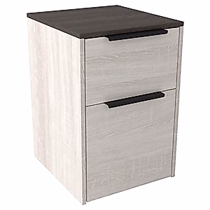 Signature Design by Ashley Dorrinson Modern Farmhouse Filing Cabinet with 2 Drawers, Whitewash & Brown