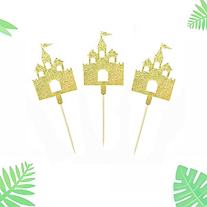 Morndew 24 PCS Glitter Princess Cupcake Toppers for Girl Theme Party Baby Shower Birthday Party Decorations