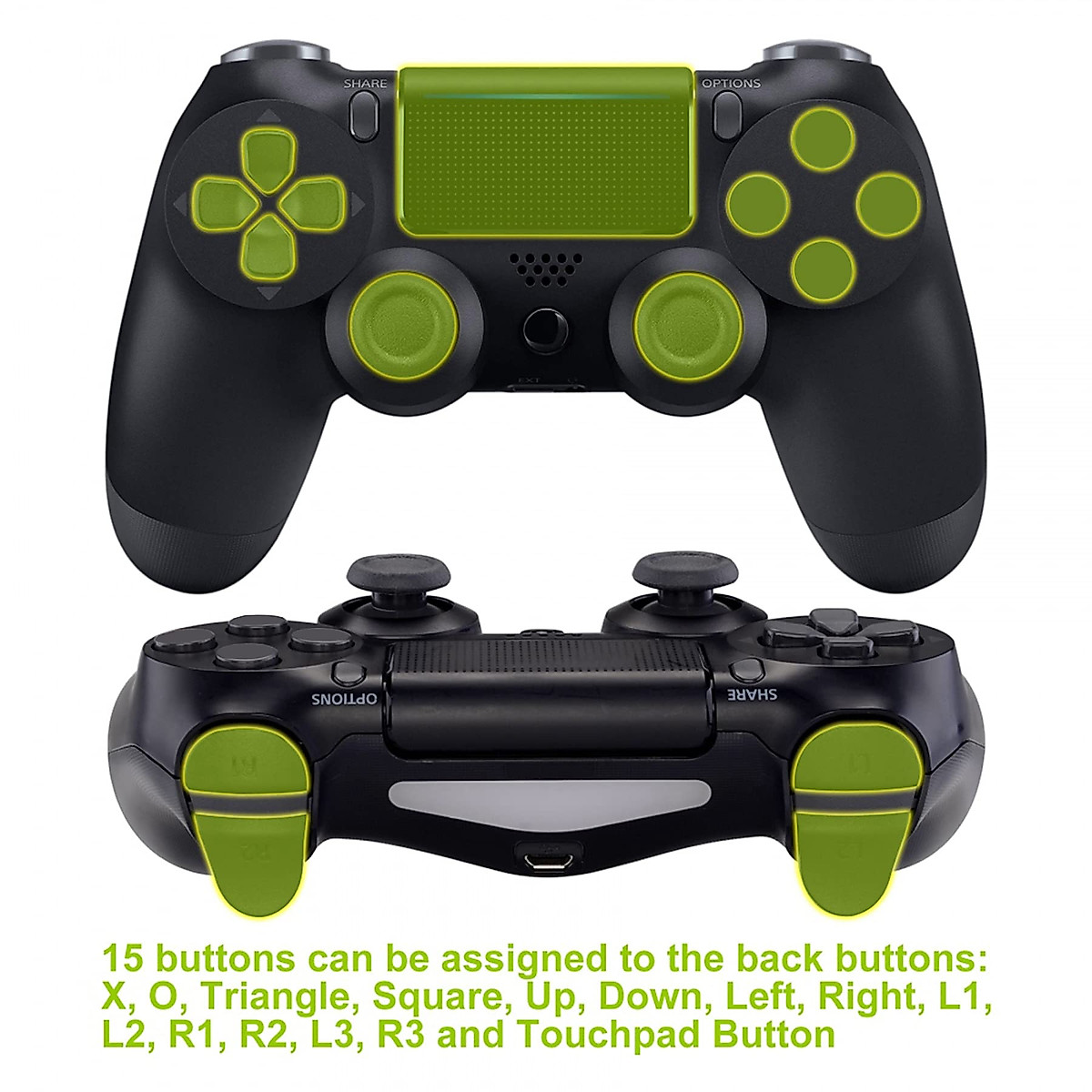 eXtremeRate Textured Black Dawn Programable Remap Kit for PS4 Controller with Upgrade Board & Redesigned Back Shell & 4 Back Buttons - Compatible with JDM-040/050/055 - Controller NOT Included