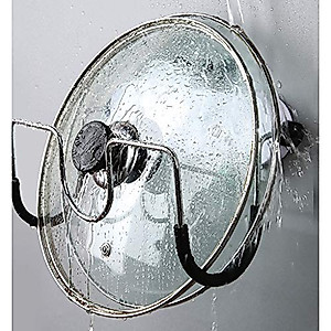 Lid Rack Cooking Pot Cover Rack Wall-mounted Free Punching Household Simple Kitchen Cutting Board Storage Wall Shelf (Color : Black)