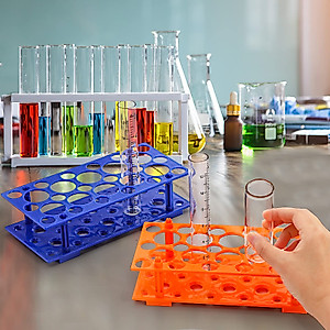 Lawei 6 Pack 28 Well Test Tube Rack, Laboratory Centrifuge Plastic Tube Holder, Detachable Plastic Stand, Storage Test Tube Rack for 10ml / 15ml / 50ml Tube, Blue and Orange