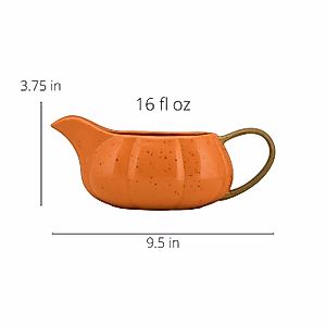 10 Strawberry Street Pumpkin Covered Casserole Dish & Gravy Boat, 7.75", Orange
