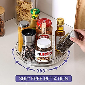 Set of 4, 9 Inch Clear Non-Skid Lazy Susan Organizers - Turntable Rack for Kitchen Cabinet, Pantry Organization and Storage, Fridge, Bathroom Closet, Vanity Countertop Makeup Organizing, Spice Rack