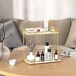 Acliys Bathroom Organizer Countertop 2 Tier Acrylic Bathroom Counter Organizer Perfume Organizer Vanity Organizer Skincare Organizers Kitchen Countertop Organizer(Gold, Clear)