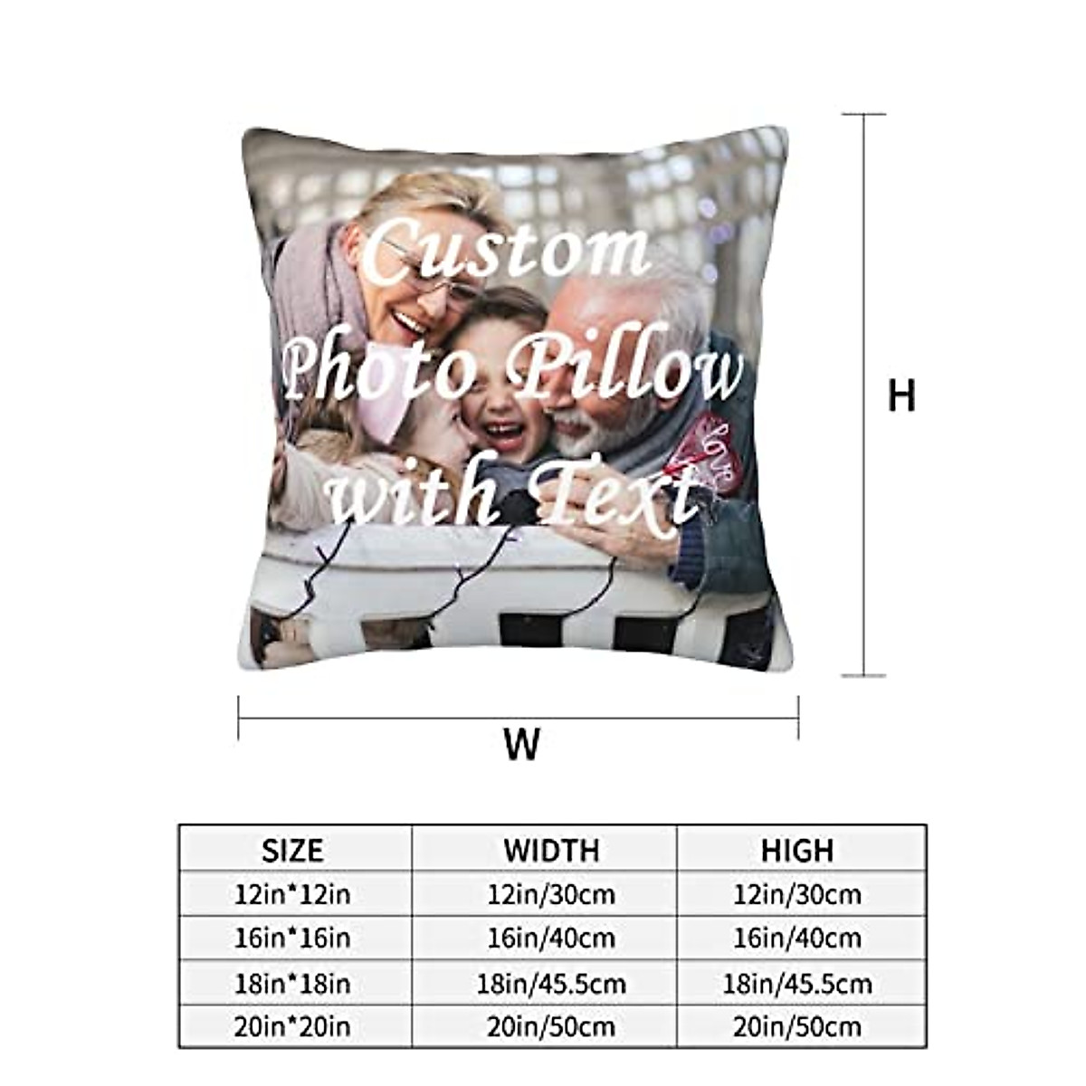 Custom Design Photos or Text Throw Pillowcase, Personalized Photo Pillow, Love Photo Throw Pillow, Wedding Keepsake Throw Pillow 12"X12"