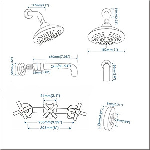 NIITAWH Matte Black 3 Handle Shower Faucet Set with Rotatable Tub Spout, Tub and Shower Trim Kit with Valve