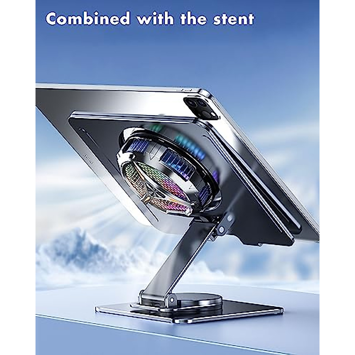 ACEDAYS iPad Cooler,Magnetic Tablet Cooler for ipad/Surface pro/Samsung Tab,Universal Radiator with Temperature Display for Mobile Gaming,Tiktok Live Streaming(Including Tablet stand Holder)
