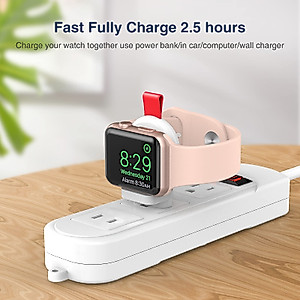 i.VALUX Travel Charger for Apple Watch, Portable Magnetic iWatch Wireless Charger, Cordless USB Fast Charging Compatible with Apple Watch Series 8 7 6 5 4 3 2, 41/45/44/42/40/38mm SE Nike+(White)