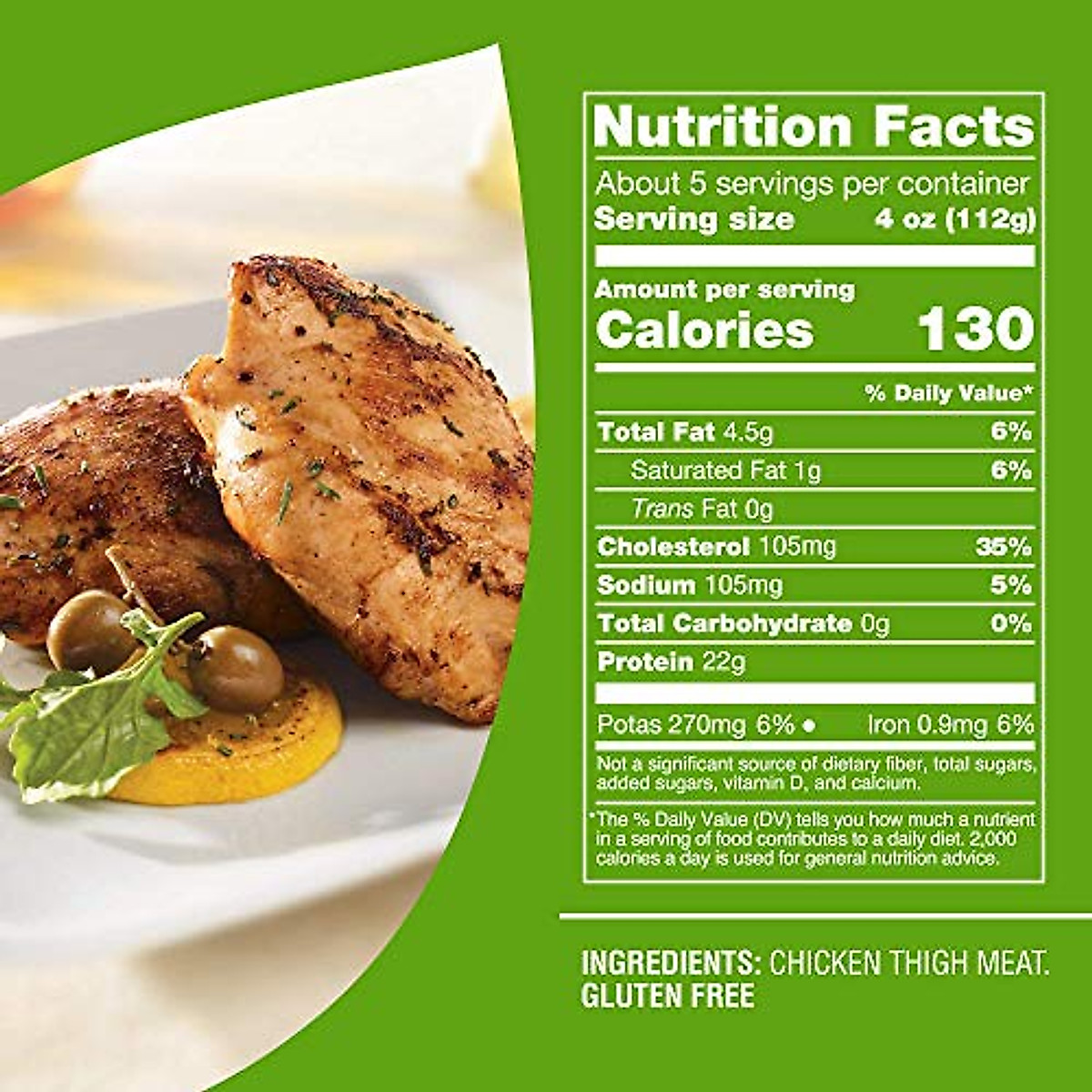 Just Bare Chicken Natural Fresh Chicken Thighs | No Antibiotics Ever | Boneless | Skinless | 1.25 LB