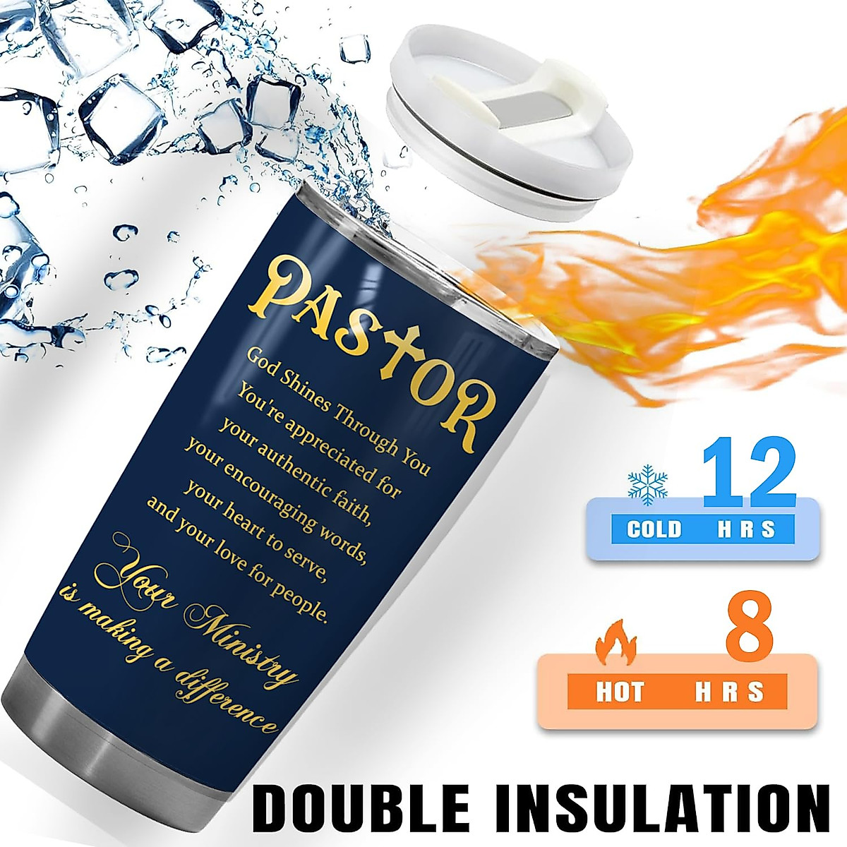 FROOBLEQUIRK 20 Oz Tumbler for Men, Ministry Appreciation, Retirement, Youth Pastor Birthday Christmas Cup Mug, Religious Scripture, Baptism Christian, Pastoral Gift