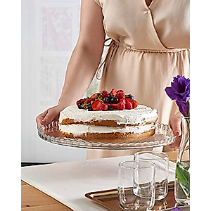 Pasabahce Premium Clear Glass Servicing Tray, Uniqe Desing Cake Stands, Server Plate, Great For Cup Cakes, Cookies, Snacks, and Fruits, Perfect for Parties, Gifts, Housewarming, Weddings, Anniversary