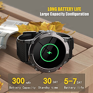 GAMSARO Military Smart Watches for Men 1.32'' HD Rugged Smartwatches Answer Calls Heart Rate Monitor Fitness Waterproof Tracker Compatible with Android and iOS Phones