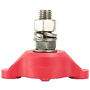 Fastronix 1/2" Heavy Duty Stainless Steel Single Stud Power and Ground Junction Block with Red and Black