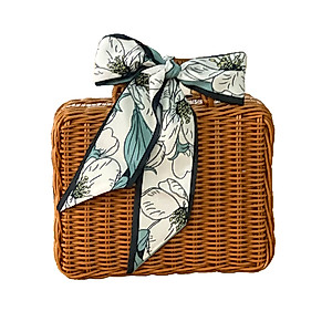 MSUIINT Rattan Storage Basket, Retro Wicker Suitcase, Willow Handwoven Receiving Bins with Handles, Straw Seaweed Makeup Organizer, Vintage Crossbody Bags Container Womens Handbag, 8.7x6.7x4.3 inch