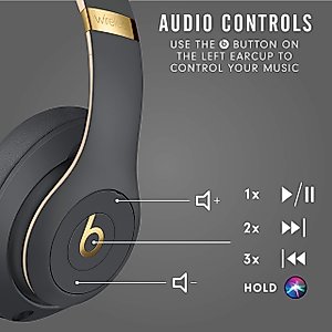 Beats Studio3 Wireless Noise Cancelling Over-Ear Headphones - Apple W1 Headphone Chip, Class 1 Bluetooth, 22 Hours of Listening Time, Built-in Microphone - Shadow Gray