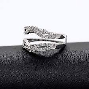 Uloveido 925 Sterling Silver Infinity Wedding Ring Guard Enhancer Double Band Engagement with Cubic Zirconia (Size 7.75)