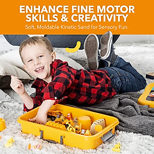 BUILD ME Construction Sandbox Toys for Kids with 2 lbs Play Sund, Bulldozer, and Figures -Tractor Sand Playset - Children Toys 3-5 Boys, Farm Sand Play Set, Indoor Sand Toy, Mini Construction Toys