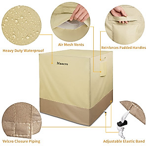 Air Conditioner Covers for Outside Units,Mancro Central Air Conditioner Cover Fits up to 36 x 36 x 39 inches,Durable Water Resistant Heavy Duty Windproof Square AC Covers,Grey