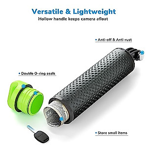 Sametop Floating Hand Grip Waterproof Handle Compatible with GoPro Hero 12, 11, 10, 9, 8, 7, 6, 5, 4, Session, 3+, 3, 2, 1, Hero (2018), Fusion, Max, DJI Osmo Action Cameras (Green)