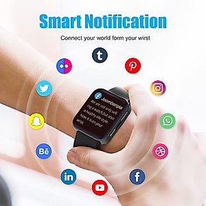Joombonpia Smart Watch for Android Phones iPhone Compatible 1.71''Touch Screen Fitness Tracker with Heart Rate Blood Oxygen Sleep Monitor IP68 Waterproof Smart Watches for Men(Black)