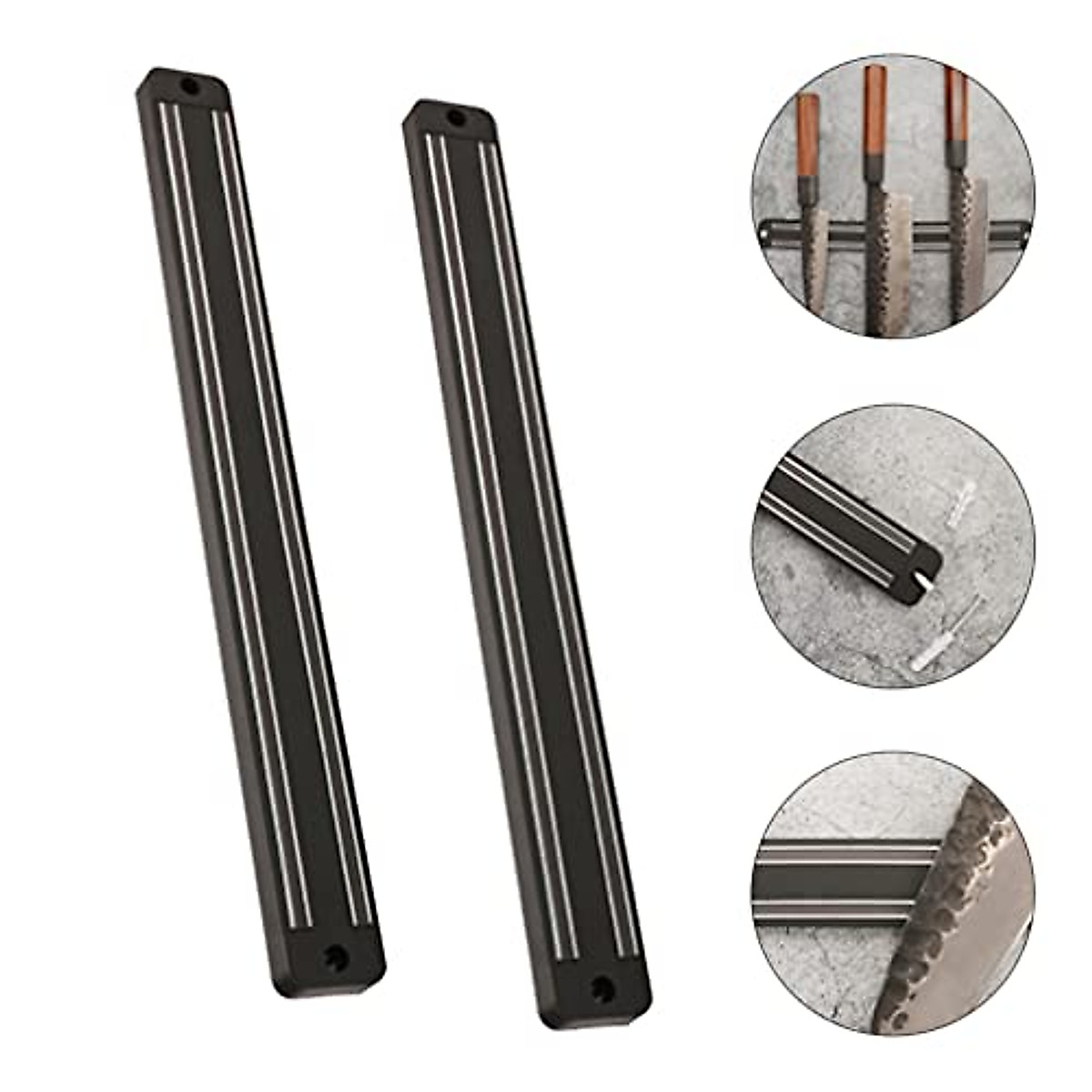 Housoutil Magnetic Tool 2pcs Kitchen Magnetic Knife Block Holders Racks Stainless Steel Magnetic Stands Multifunctional Storage Knife Holders Magnetic Tools