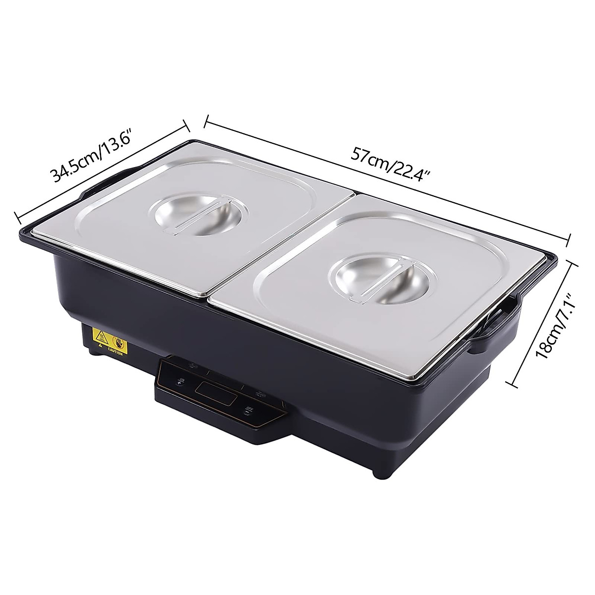 9L Electric Chafing Dish Buffet Stainless Steel Warmers Trays Server Chafer Digital Display for Catering(Black)