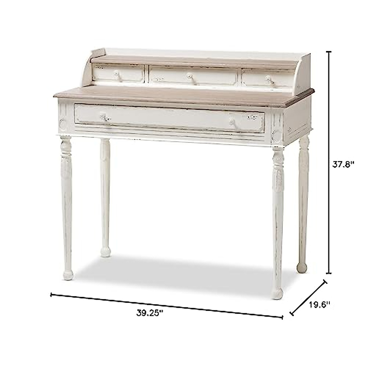 Baxton Studio Anjou Traditional French Accent Writing Desk, White