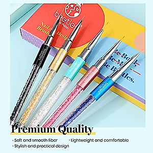 Beetles Gel Polish Nail Art Liner Brushes 5Pcs Painting Art Design Pen Set Diamond Application Rhinestone Handle Dotting Drawing Sizes 5 7 9 11 20mm Nail Art Design Gift for Women