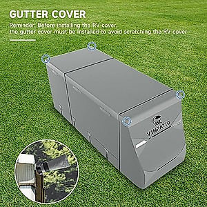 VINPATIO Class C RV Cover Extra Thick 7 Layer Top, Fits 26'-29' RV, Heavy Duty Windproof Class C Cover, Waterproof Anti-UV Camper Cover with RV Accessories 2 Extra Long Straps, Gutter Covers