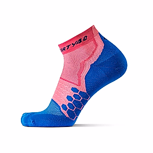 Thirty48 Performance Compression Low Cut Running Socks for Men and Women | More Compression Where Needed ([3 Pair] Pink/Blue, Small - Women 5-6.5 // Men 6-7.5)