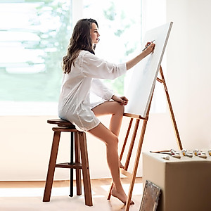 VISWIN 19"-26" H Wooden Adjustable Height Stool, Beech Wood Artist Stool for Drafting Table, Painting Stool for Artists, Adults, Wood Chair for Bar, Kitchen, Home Use, Office, Studio