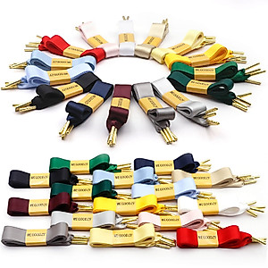 WEGOODZF Ribbon Satin Sneakers Shoelaces: 2 Pair 22mm Wide 47 inch Yellow + Gold Metal Tips Flat Silk Shoe Laces