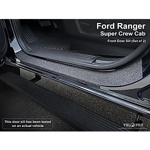 Custom Fit Door Sill Entry Protector Kit for Ford Ranger Super CrewCab, CrewCab - 2019 2020 2021 2022 - Edge Guard Cover Anti Scratch Paint Protection Threshold Scuff Shield (Full Set)