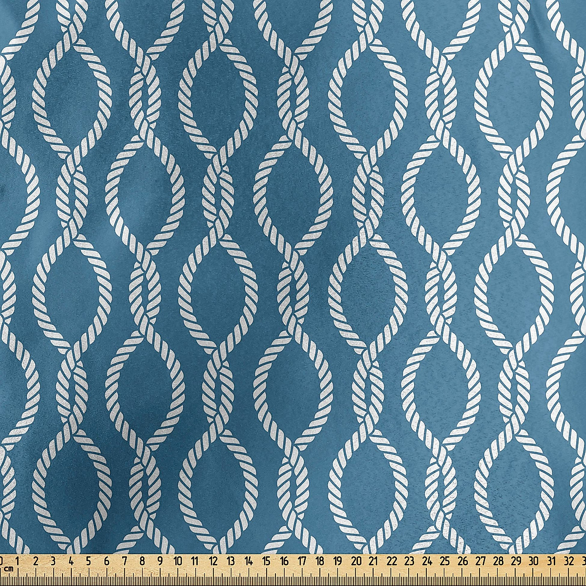Ambesonne Nautical Fabric by The Yard, Oceanic Art Themed Monochrome Pattern of Integrating Look Modern Stripes Print, Decorative Satin Fabric for Home Textiles and Crafts, White Sea Blue