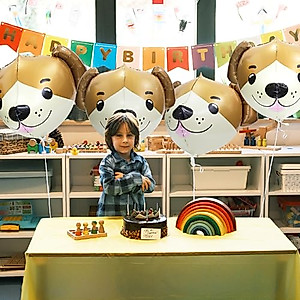 4D Animal Dog Head Shaped Balloons Pet Dog Balloons Doggy Party Supplies Puppy Birthday Decorations Baby Shower Balloon, 4 Pack 22'' Brown Cartoon Dog Aluminum Balloons Dog Head Mylar Foil Balloons