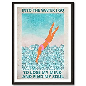Roxbury Row Beach Room Decor | Woman Diving - Beach Wall Decor, Beach Wall Art, Beach House Decor, Beach House Poster, | Summer Gifts for Women, Beach Gifts for Women (12x16 Unframed)