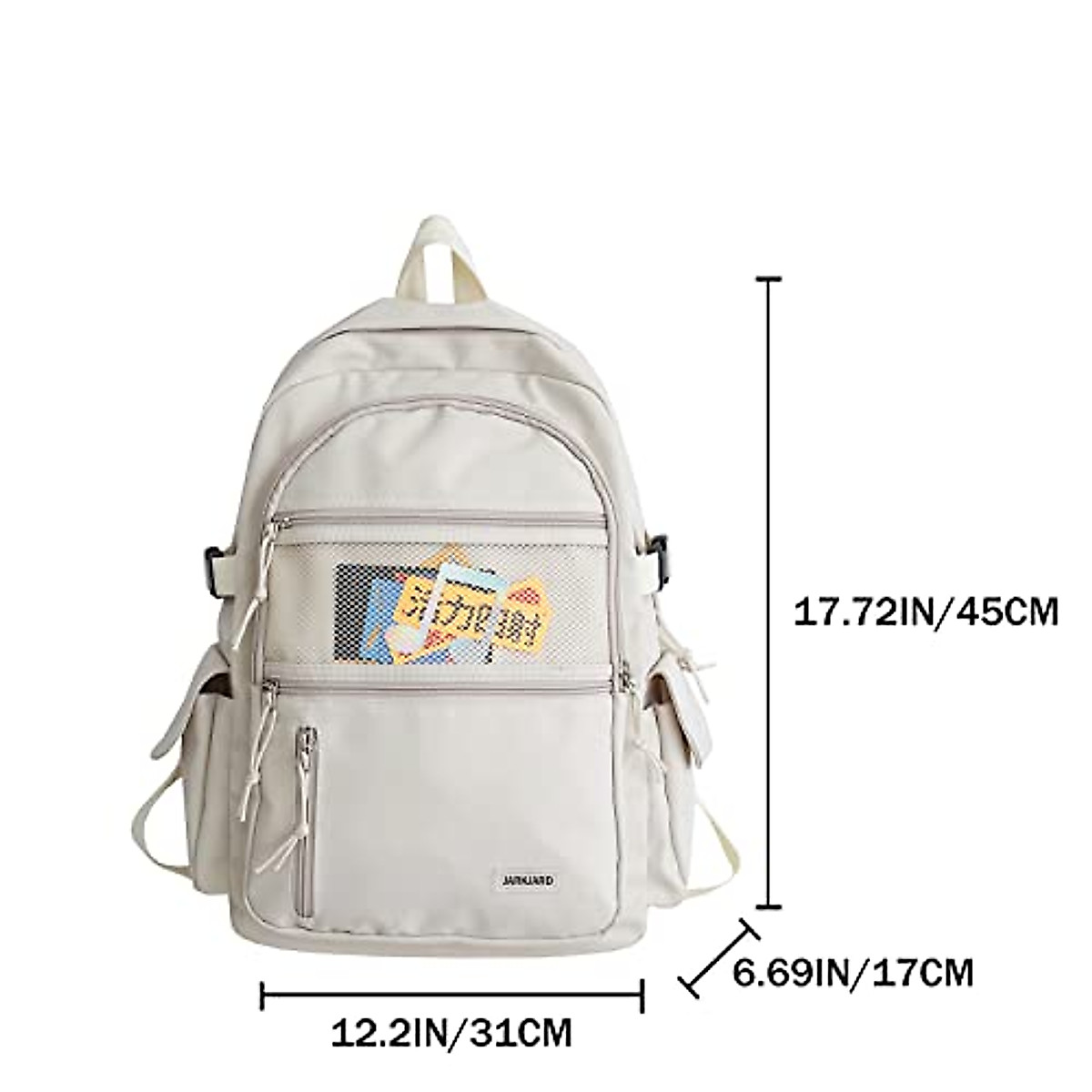 JARKJARD Kawaii Backpack Cute Aesthetic Backpack for School College Student Travel Bookbag for Girls Large Capacity Casual Daypack(White)