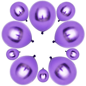 75 Pcs Metallic Purple Latex Balloons, 18/12/5 Inch Chrome Balloons Various Sizes for Girls Women Purple Birthday Baby Bridal Shower Decorations