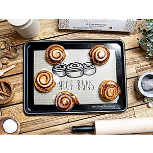 Happy Homes Market, Silicone Baking Mat, Non-Stick, Professional Grade Quality Baking Mat, Food Safe, BPA Free, Reusable, Eco-Friendly, Luxury Baking Sheet Liner- Set of 3 Standard Half Sheet Sizes