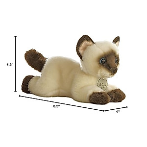 Aurora® Adorable Miyoni® Siamese Cat Stuffed Animal - Lifelike Detail - Cherished Companionship - Brown 8 Inches