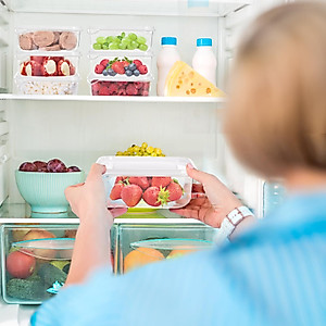 ZEAYEA 12 Pack Sliced Cheese Container for Fridge, Cheese Storage Box with Airtight Lid, Stackable Plastic Freezer Preservation Storage Container for Fresh, BPA Free, Dishwasher Safe