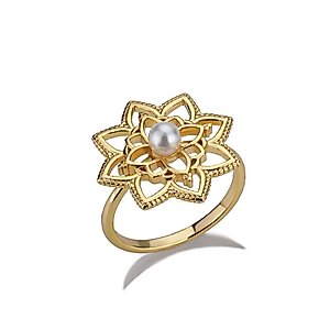Oyalma Vintage Compatible With Compatible With Compatible With Lotus Flower Rings For Women Pearl Stainless Promise Ring Steel Mutli Type Finger Accessories Mother's Day Jewelry-68484