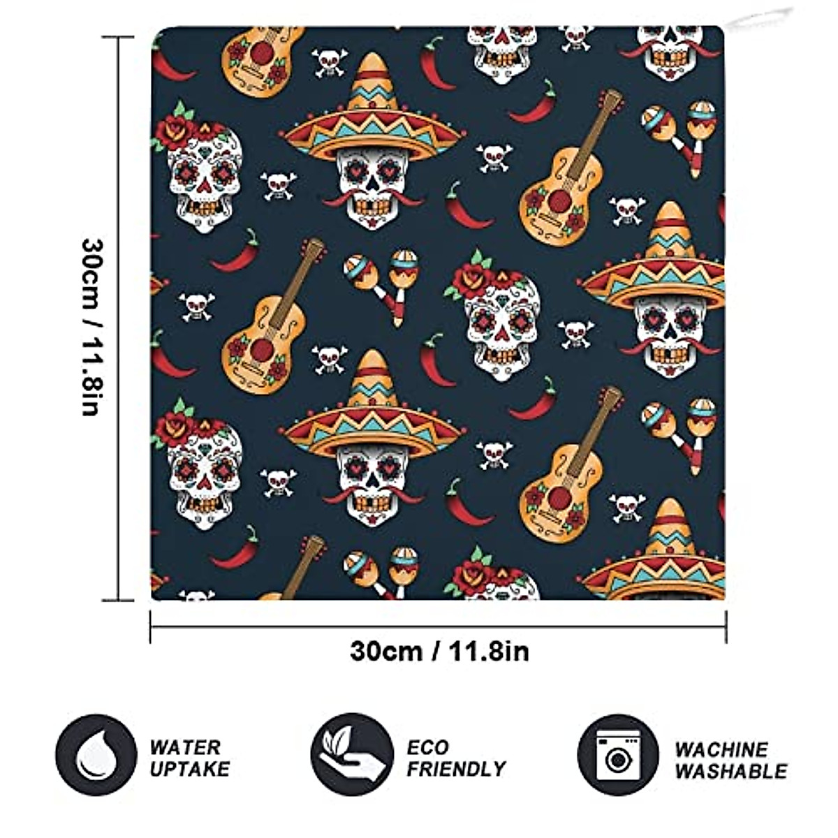 Lurnise Hand Towel Guitar Skull Hand Towels Dish Towel Lanyard Design for Bathroom Kitchen Sports