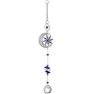 XINRUI Crystal Sun Catcher, Hanging Ornament Crystals Balls Prism Rainbow Maker for Home, Office, Garden Decoration, Window Decorations Decor(Moon)