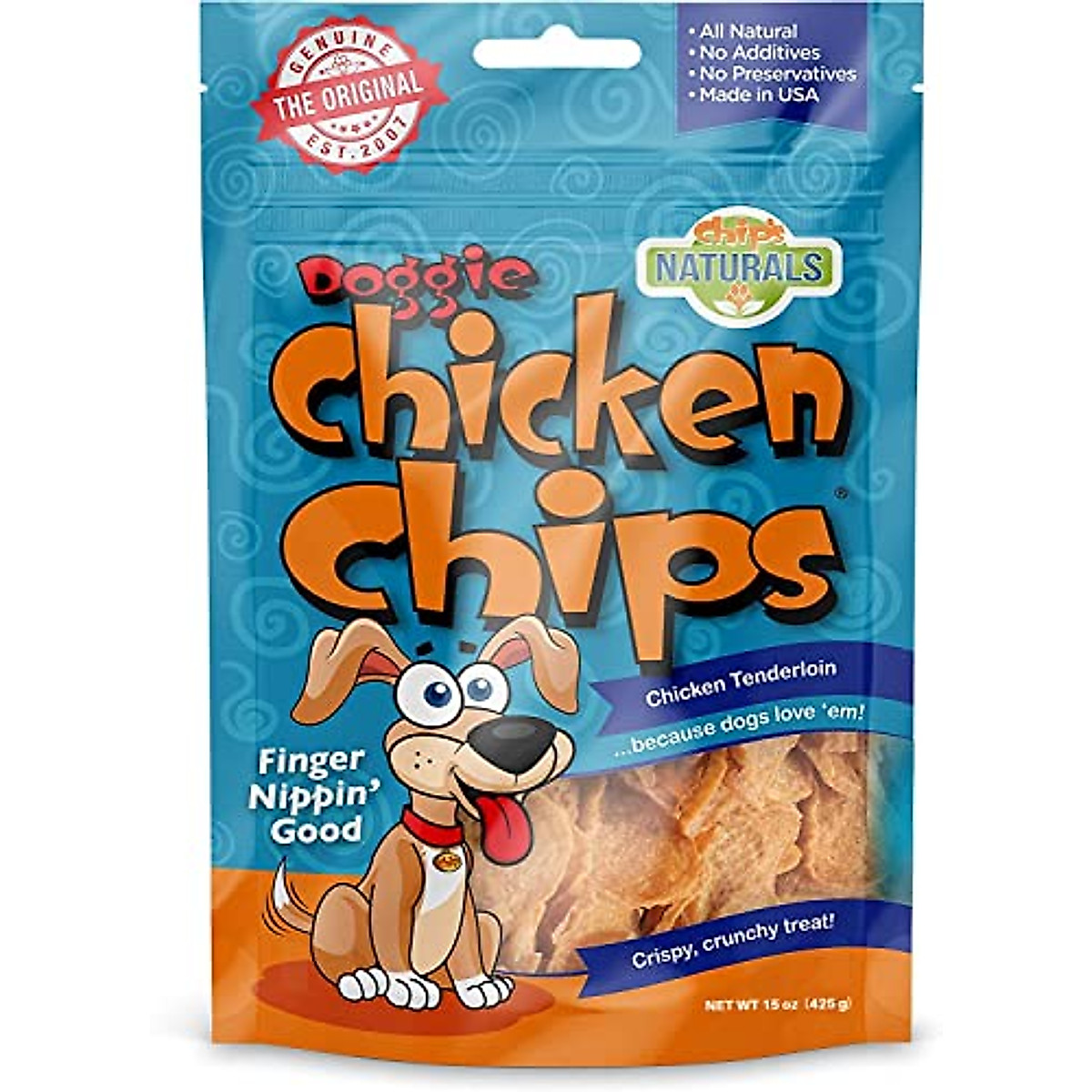 All Natural Chicken Chips- Dog Treats Made with USA Sourced Chicken (Large- 15 oz Bag)
