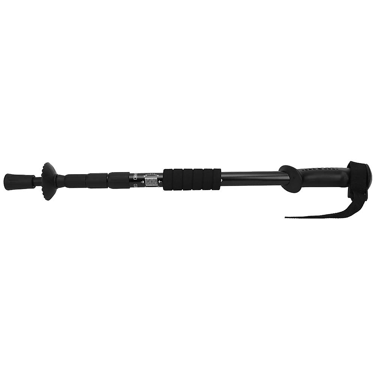 Walking Treking Pole for Outdoors Aluminium Alloy 4-Sections Walking Stick Alpenstock Suspension Straight Handle Trekking Pole (Black)