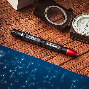 Weltool M6-RD Red LED Dark Adaptation Penlight for Pilots Viewing Navigation Maps, HGN Tests, SFST and ARIDE to DRE Evaluations，Pocket Pen Light with Clip for Doctors and Veterinarians