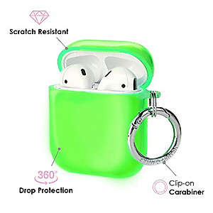 Velvet Caviar Neon Green AirPod Case - Cool Cover for Boys, Men, Girls with Keychain - Protective Hard Cases Compatible with Apple Airpods 1/2