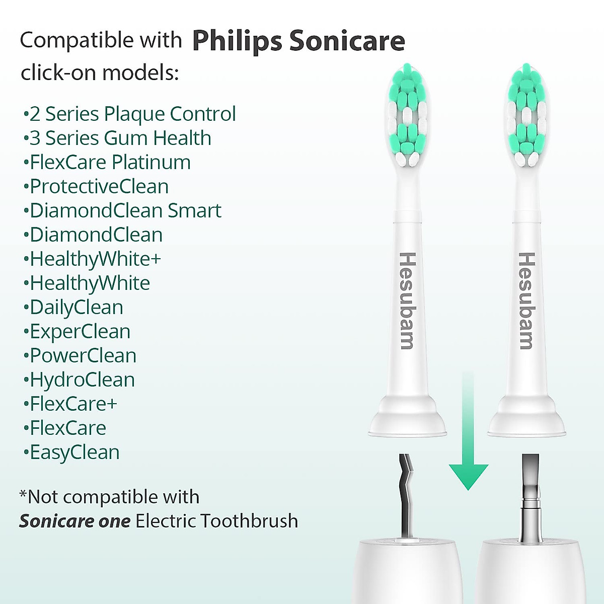Hesubam Replacement Toothbrush Heads for Philips Sonicare ProtectiveClean 4100 5100 6100 FlexCare Proresults 2 Series C2 C1 G2 W2 W3 G3 HX9023 HX6250, 10pk Electric Brush Heads